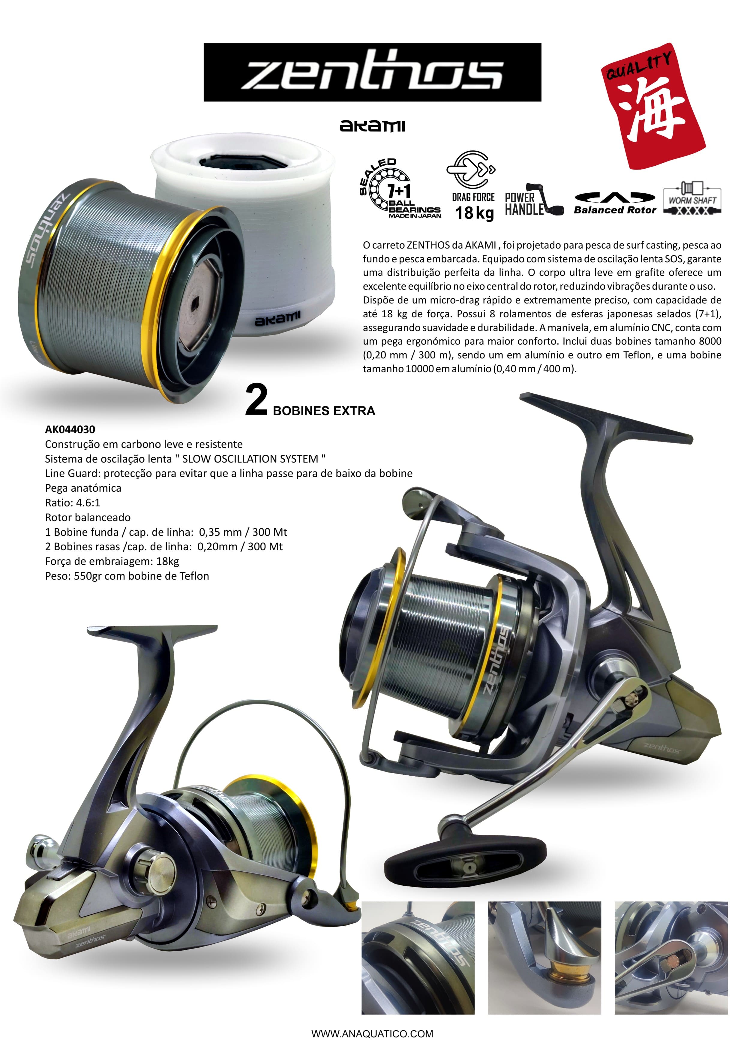 Carreto Akami Cygnus CSC Special Edition – 10 Rolamentos, Drag 20kg ...